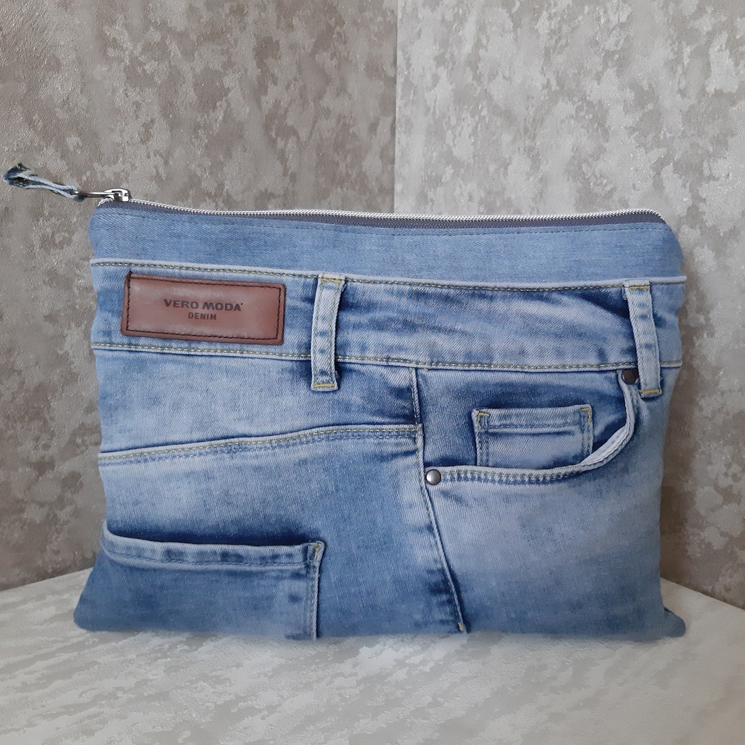 Blue Denim Clutch Bag Casual Clutch Bag of Recycled Jeans - Etsy