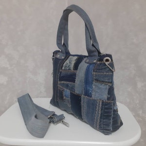 Boro Denim Handbag, Casual Patchwork Jean Small Bag, Crossbody Denim Shabby Purse - Etsy
