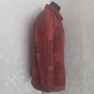Dark Red Patchwork Denim Jacket Size XL Boro Jacket From - Etsy