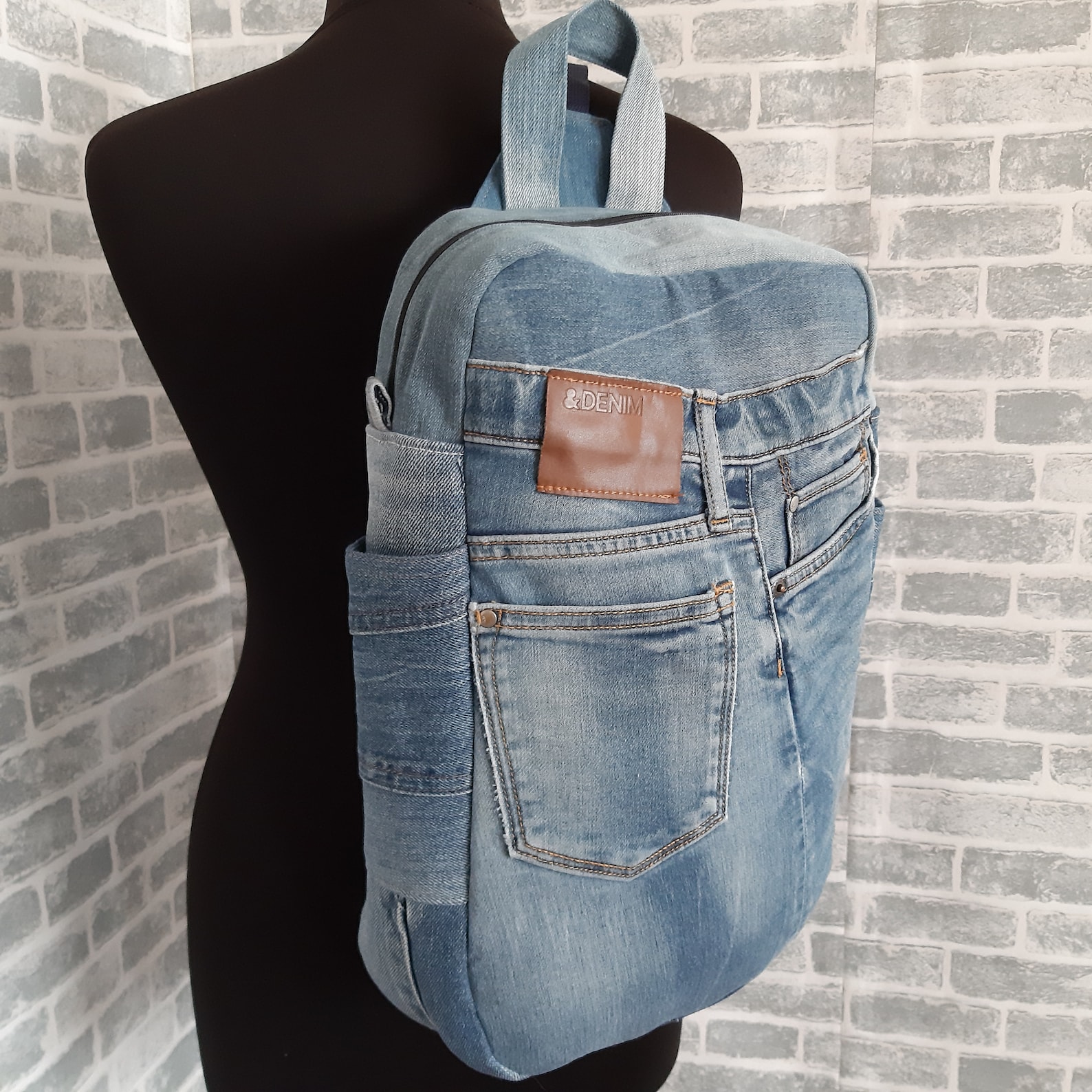 Denim Sling Backpack-bag of Recycled Jeans Casual Denim - Etsy