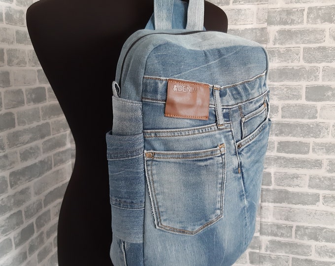 Denim Sling Backpack-bag of Recycled Jeans Casual Denim - Etsy