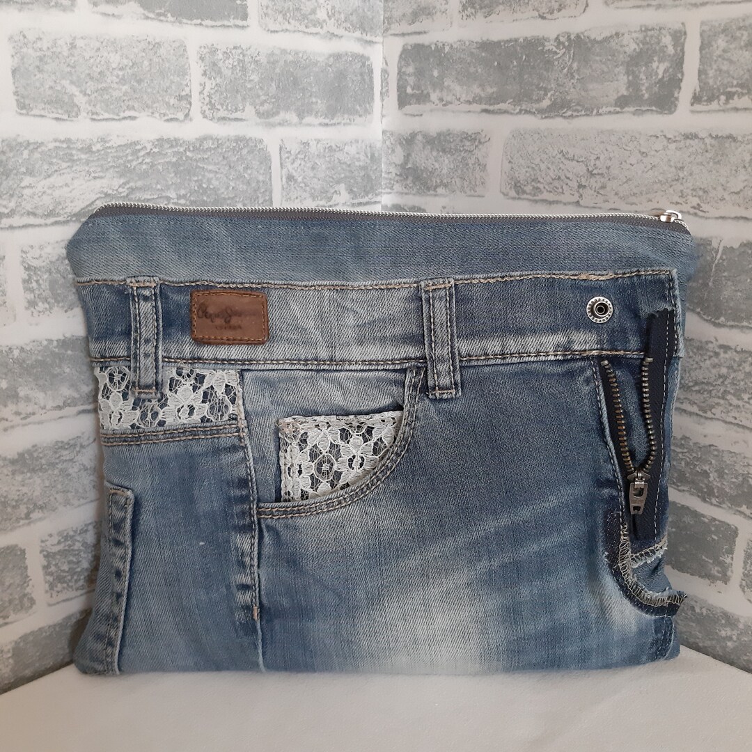 Casual Denim Clutch Bag Evening Clutch of Shabby Jeans Denim - Etsy