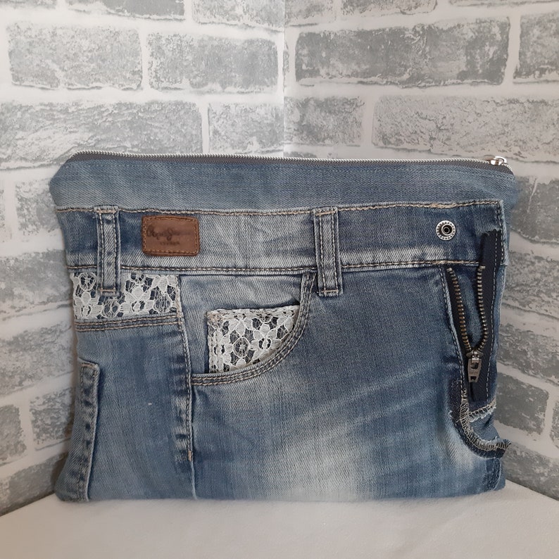 Casual Denim Clutch Bag Evening Clutch of Shabby Jeans Denim | Etsy