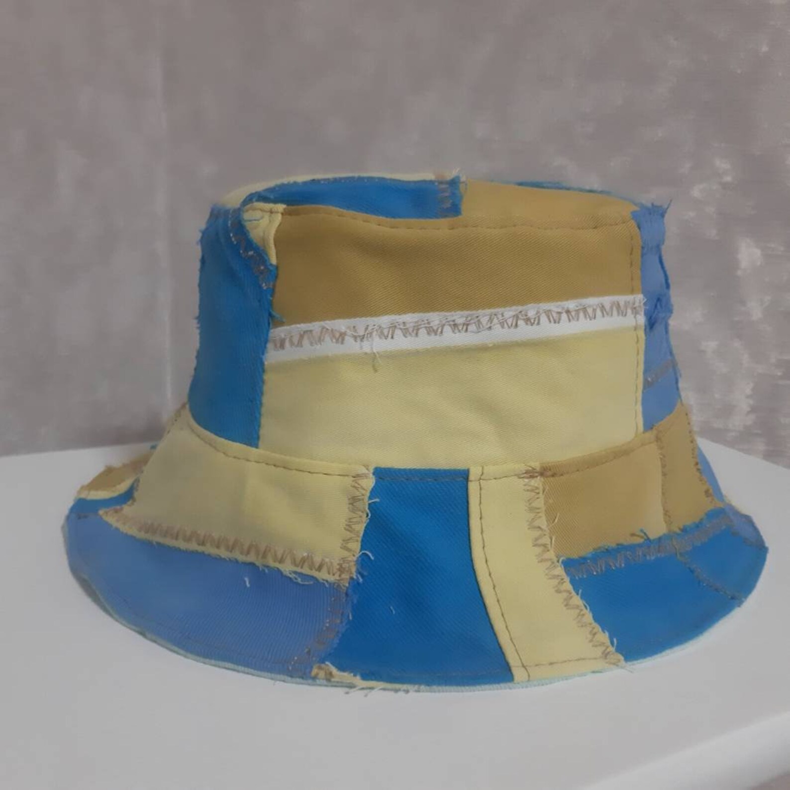 Denim Patchwork Hat 23 Boho Blue-yellow Jean Hat in - Etsy