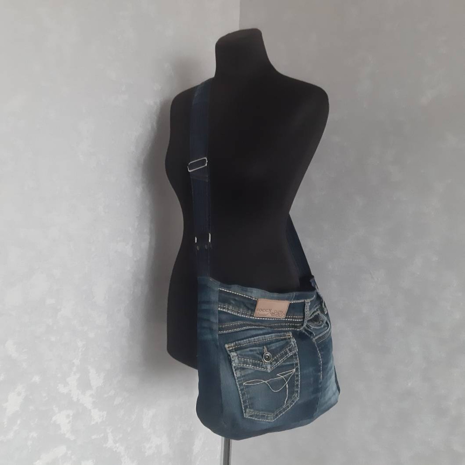 Casual Denim Bag Jean Shoulder Tote Blue Crossbody Purse of - Etsy