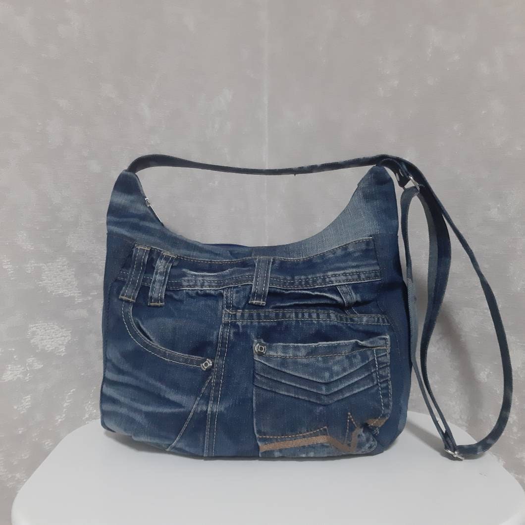 Crossbody Denim Bag Medium Size Jean Shoulder Bag Casual | Etsy