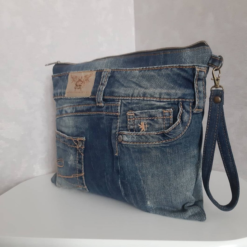 Casual Denim Clutch Bag Evening Clutch of Shabby Jeans With | Etsy