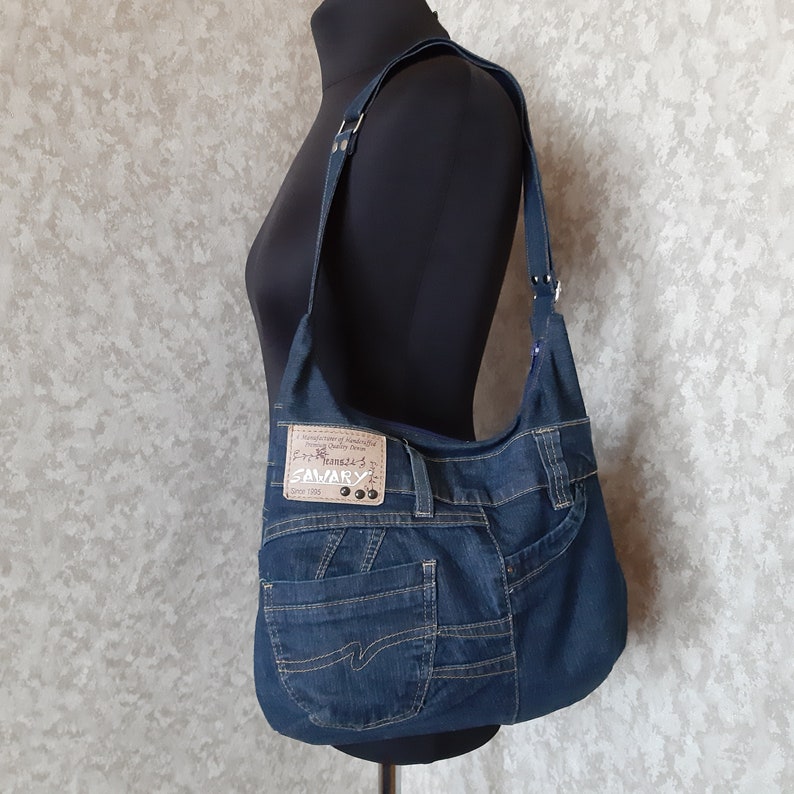Crossbody denim bag medium size Jean shoulder bag Casual | Etsy