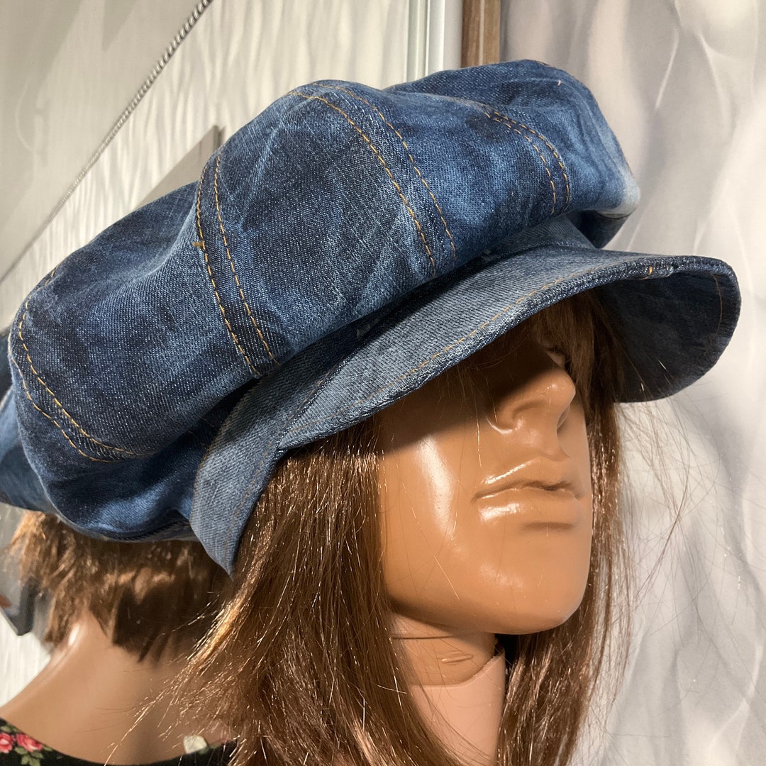 Denim Patchwork Newsboy Cap 23, Boho Blue Jean Hat in Street Fashion ...