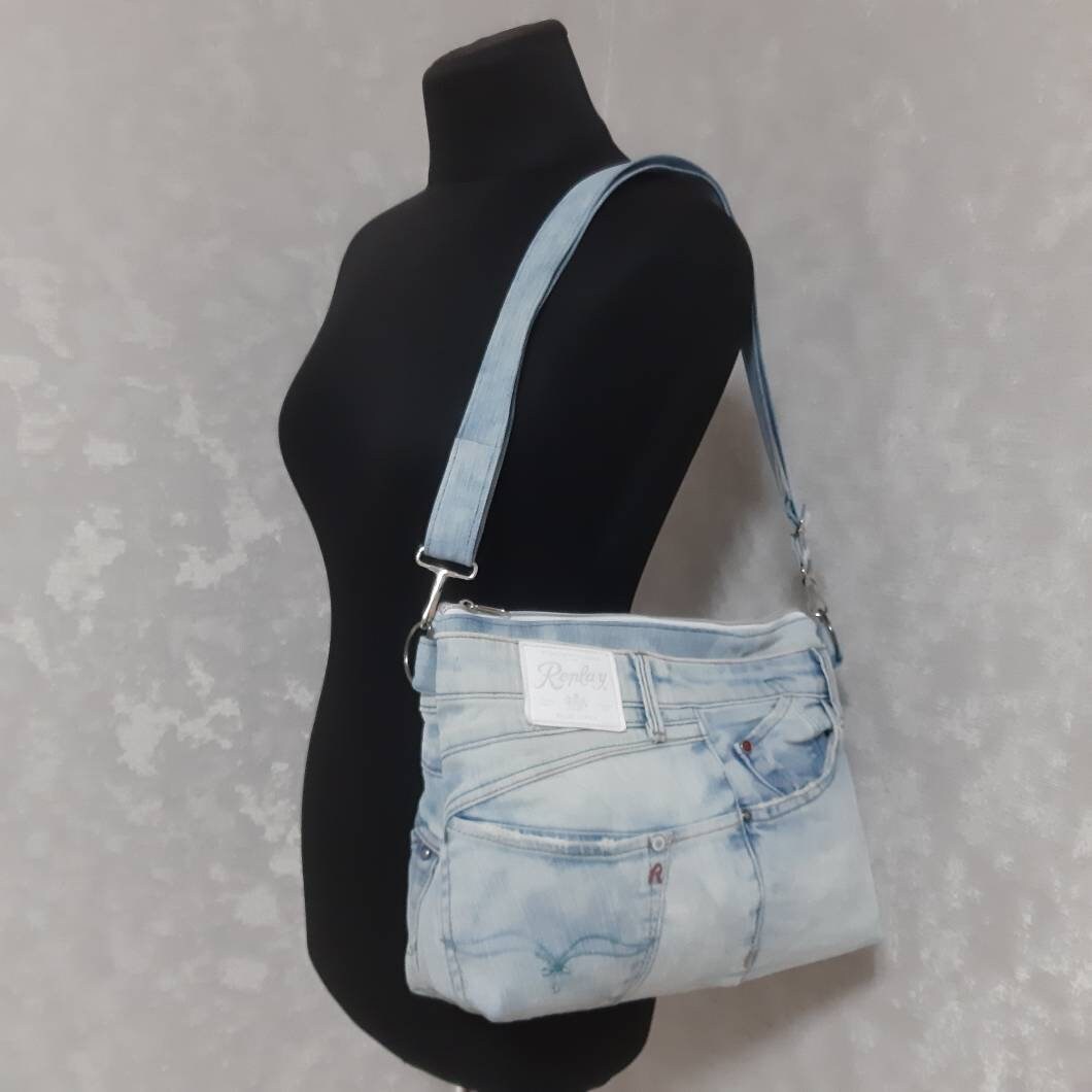 Large Denim Cosmetic Bag for Travel With Optional Adjustable - Etsy