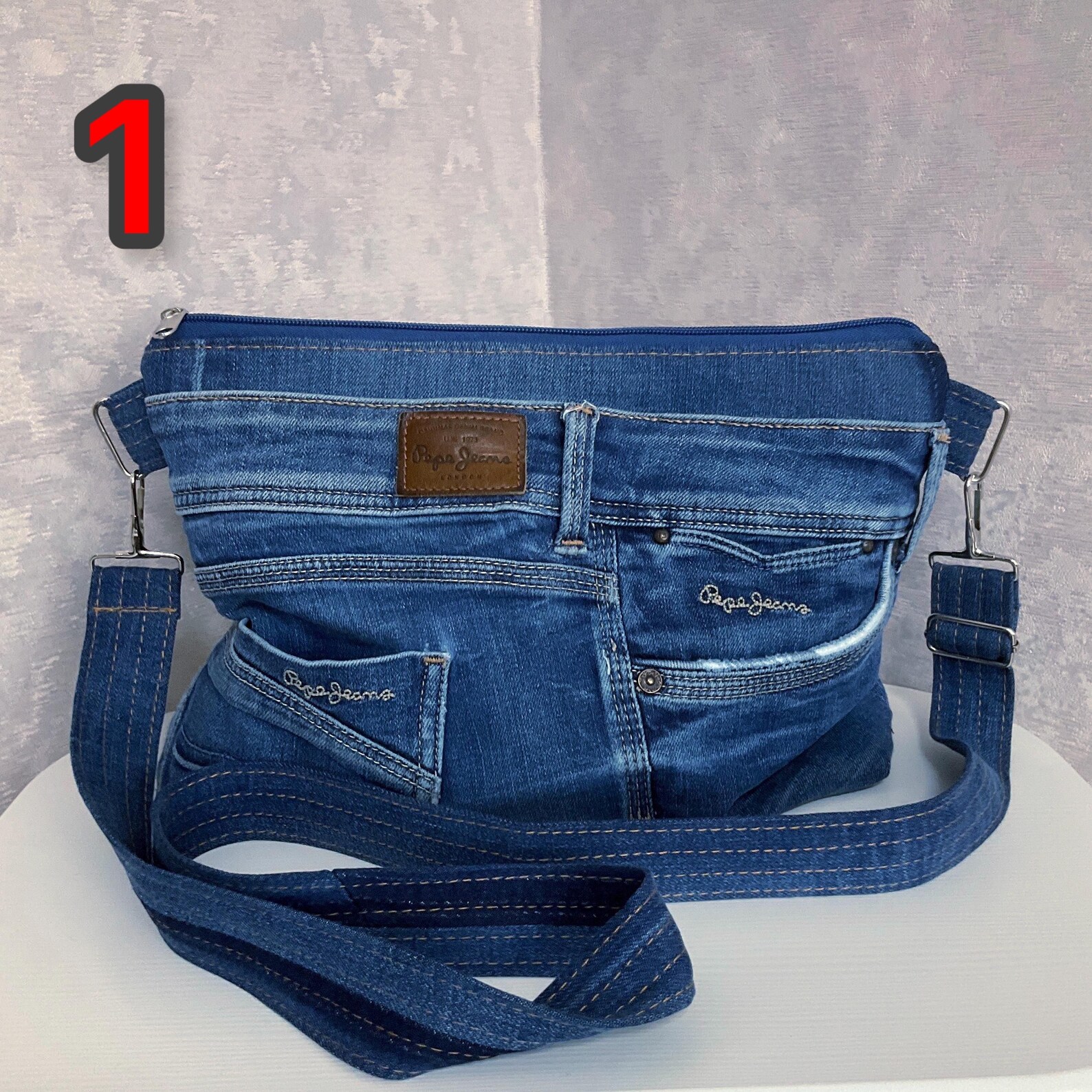 Handmade Denim Shoulder Bag, Casual Denim Bag Medium Size, Crossbody ...