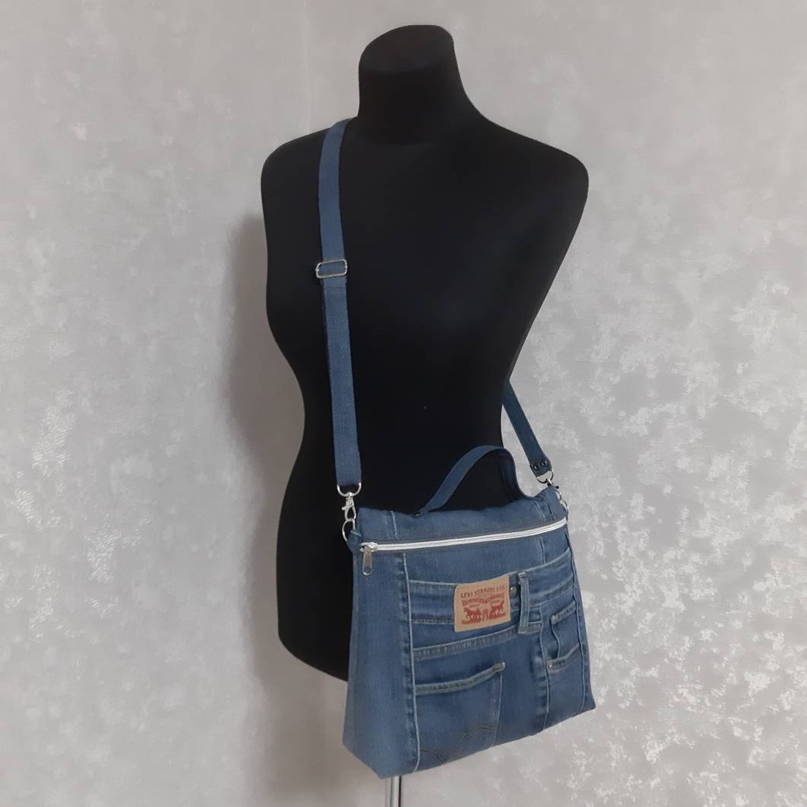 Casual Denim Handbag Jeans Bag Medium Size Crossbody Denim - Etsy