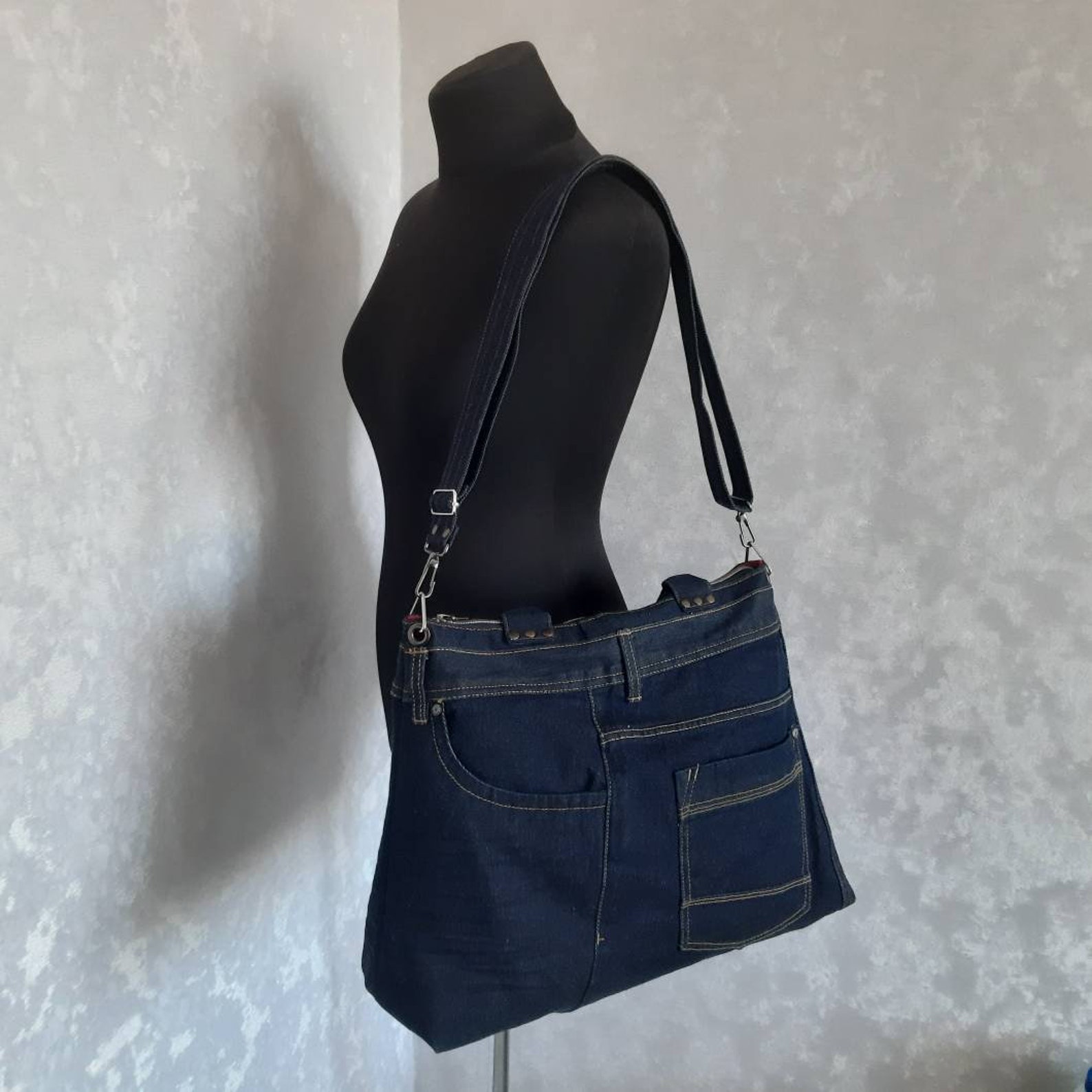 Large Hobo Denim Bag Jean Shoulder Bag Casual Handbag of - Etsy Denmark