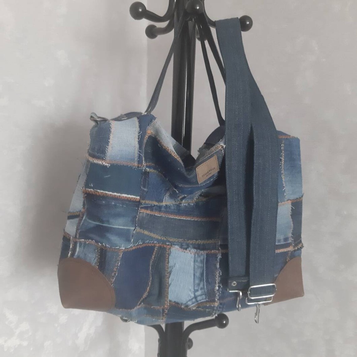 Large Patchwork Denim Bag Weekender Bag of Recycled Jeans - Etsy