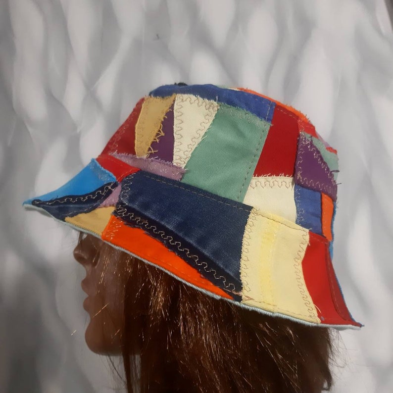 Denim Patchwork Hat 23 Boho Rainbow Jean Hat in Street - Etsy