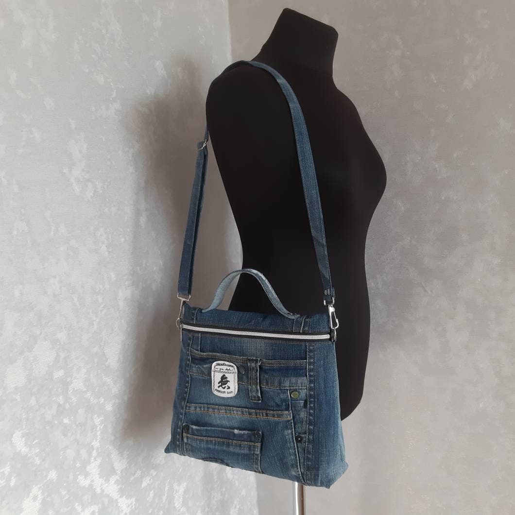 Casual Denim Handbag Jeans Bag Medium Size Crossbody Denim | Etsy