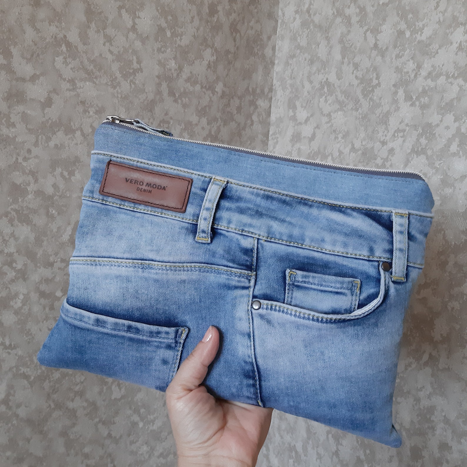 Blue Denim Clutch Bag Casual Clutch Bag of Recycled Jeans - Etsy
