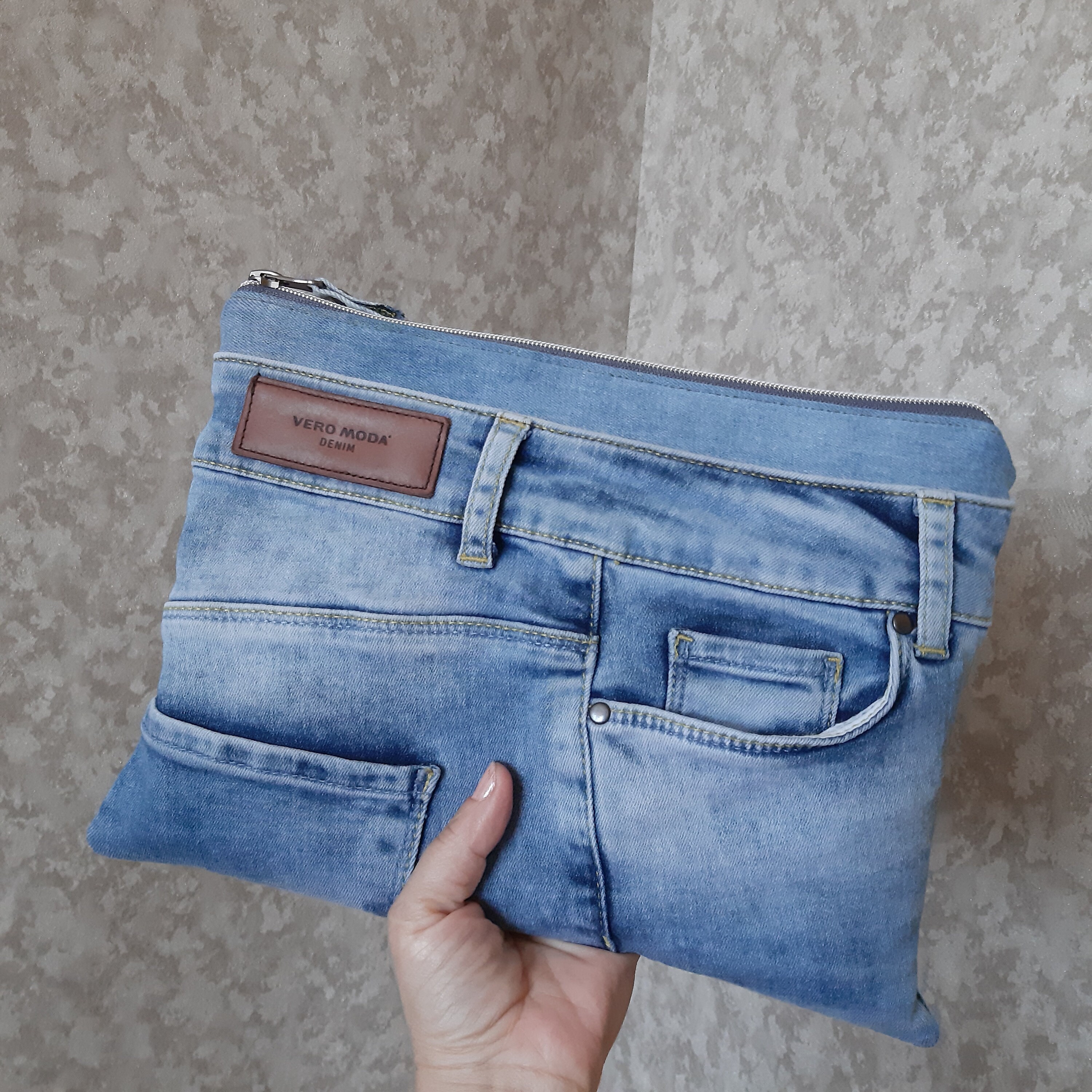 Blue Denim Clutch Bag Casual Clutch Bag of Recycled Jeans - Etsy