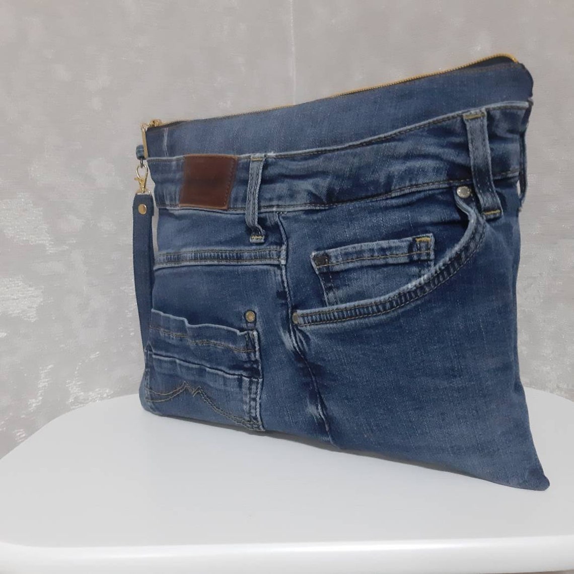 Casual Denim Clutch Bag Evening Clutch of Shabby Jeans With - Etsy