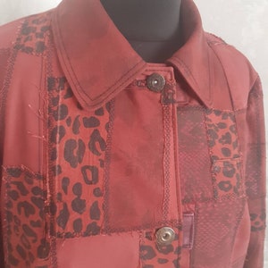 Dark Red Patchwork Denim Jacket Size XL Boro Jacket From - Etsy