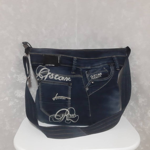 Dark Blue Denim Tote Bag Casual Hobo Jeans Bag Jean Shoulder - Etsy