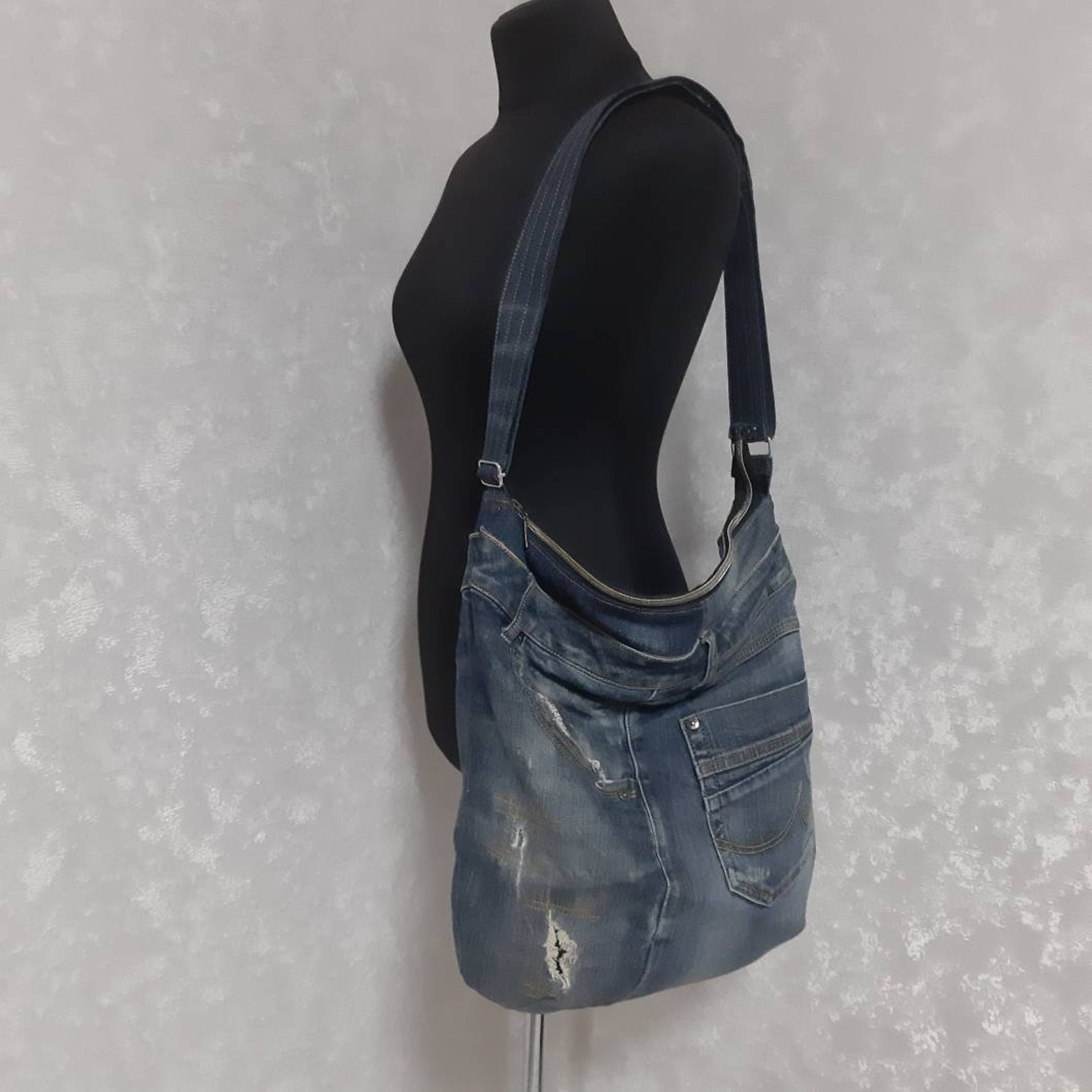 Unisex Hipster Denim Bag Jean Tote Bag Casual Large Bag of | Etsy