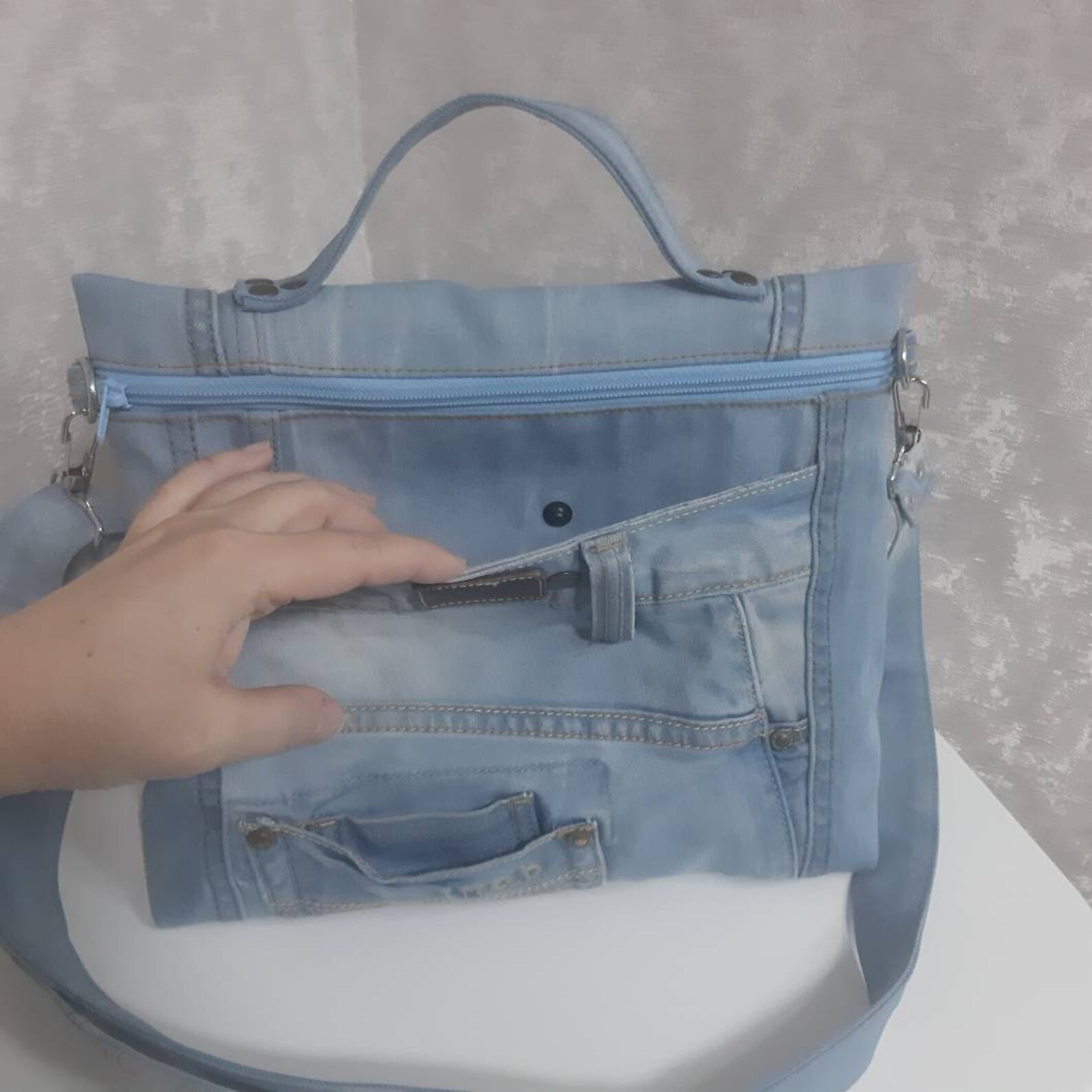 Denim Handbag Casual Jeans Bag Medium Size Crossbody Denim - Etsy