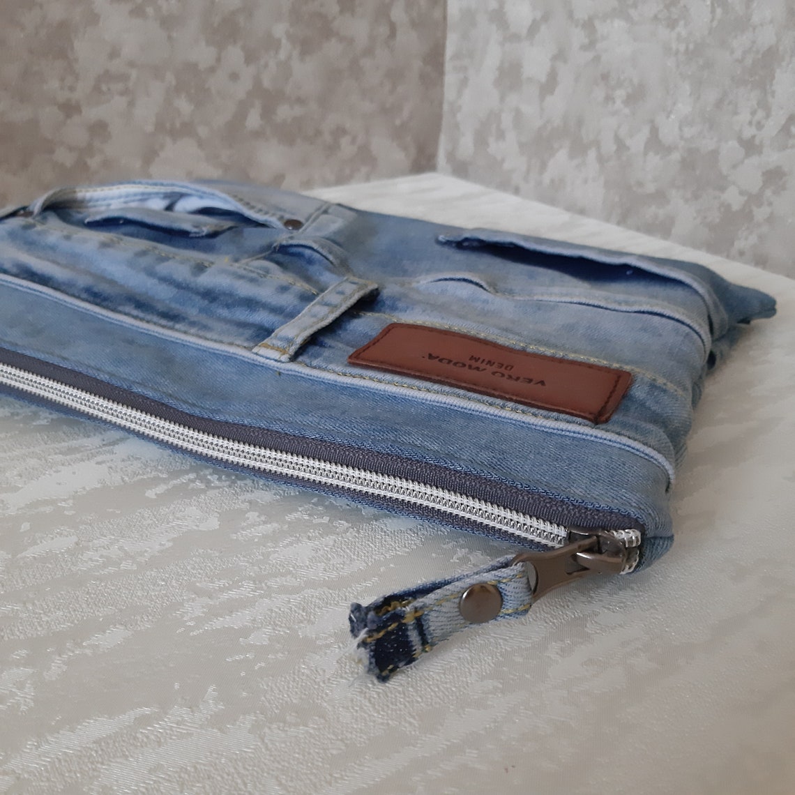 Blue Denim Clutch Bag Casual Clutch Bag of Recycled Jeans | Etsy