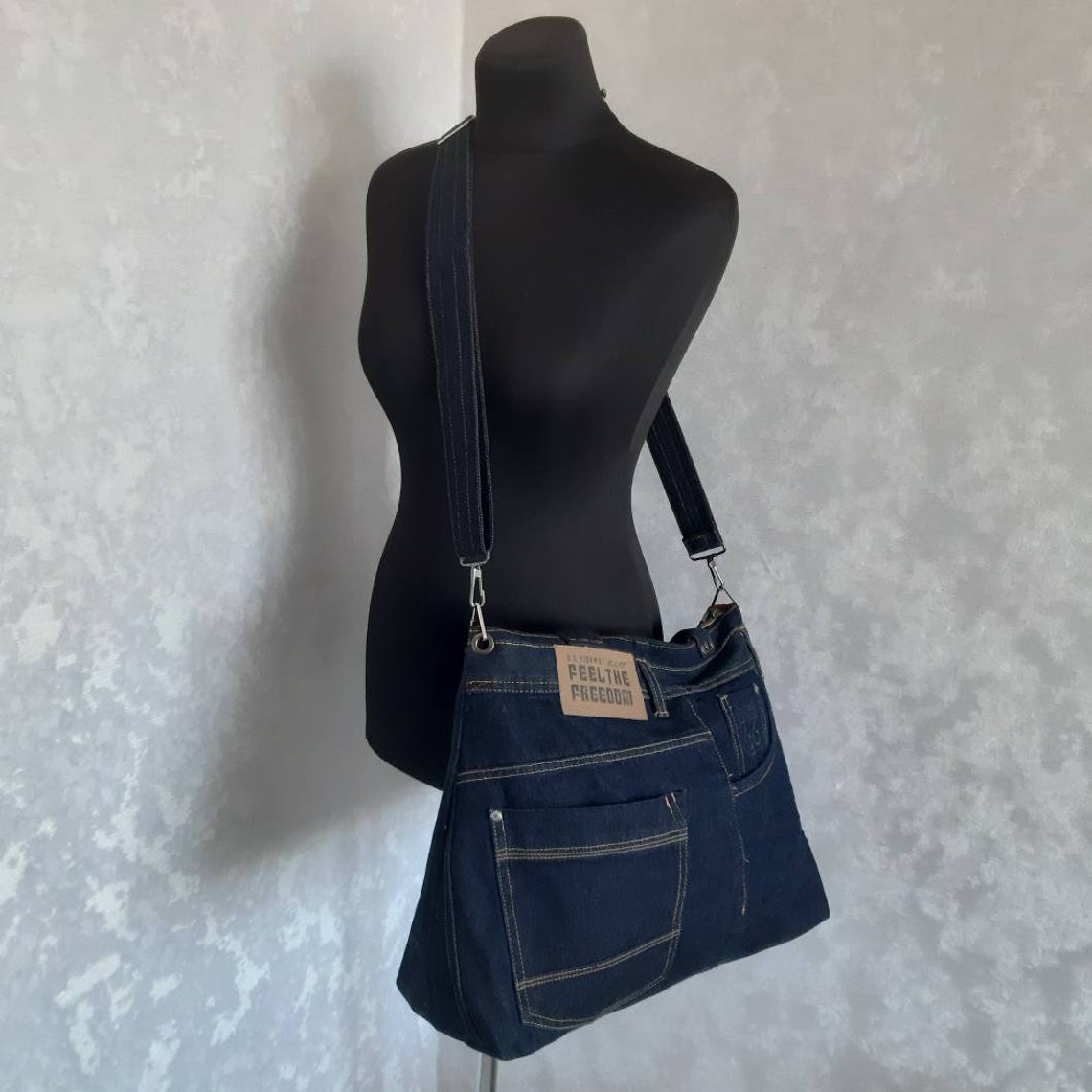 Large Hobo Denim Bag Jean Shoulder Bag Casual Handbag of | Etsy