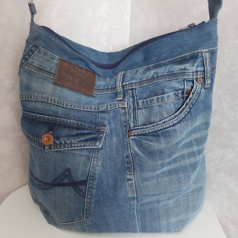 Unisex hipster denim bag Jean tote bag Casual large bag of | Etsy