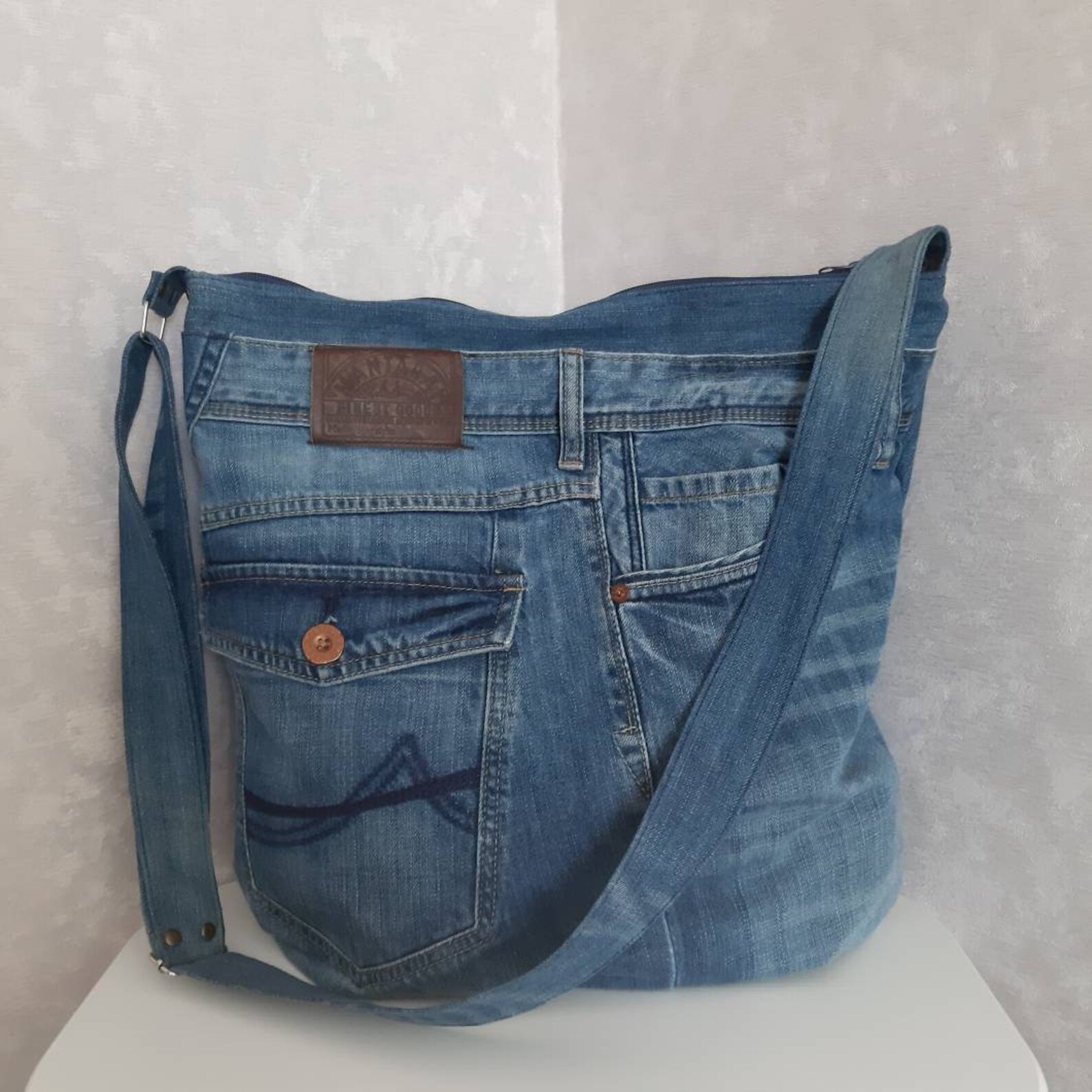 Unisex hipster denim bag Jean tote bag Casual large bag of | Etsy