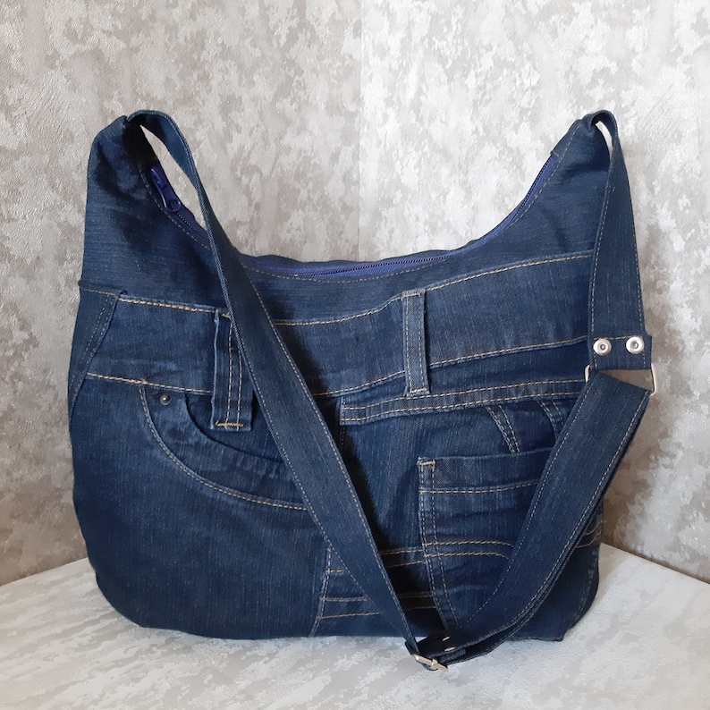 Crossbody denim bag medium size Jean shoulder bag Casual | Etsy