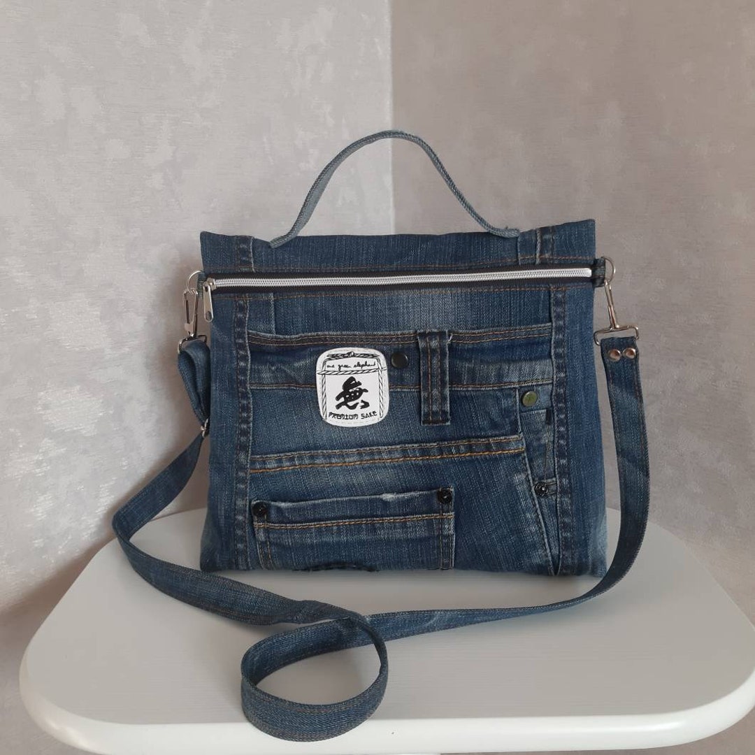 Casual Denim Handbag Jeans Bag Medium Size Crossbody Denim - Etsy