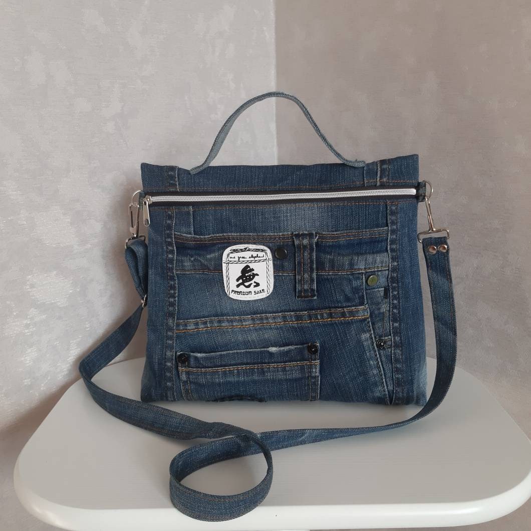 Casual Denim Handbag Jeans Bag Medium Size Crossbody Denim | Etsy