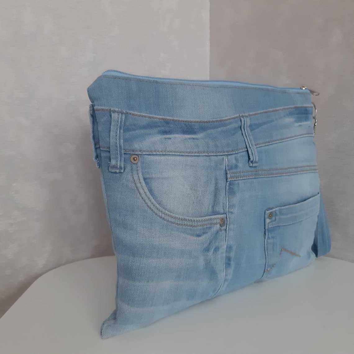 Large Denim Wristlet Clutch Bag Jean Evening Purse Casual - Etsy