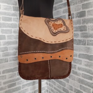 Patchwork Leather Romantic Messenger Bag With Embroidery - Etsy