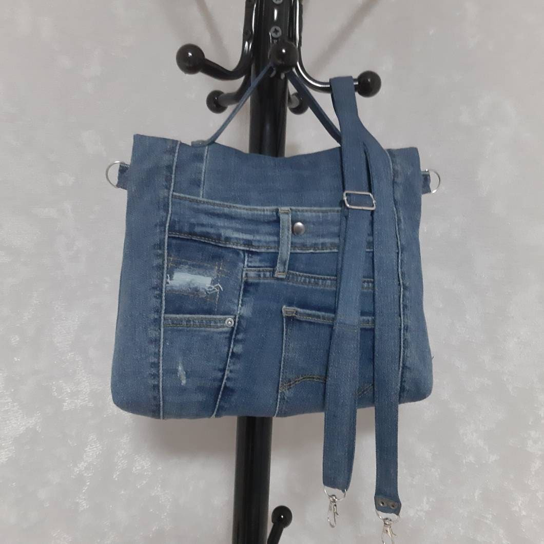 Casual Denim Handbag Jeans Bag Medium Size Crossbody Denim - Etsy