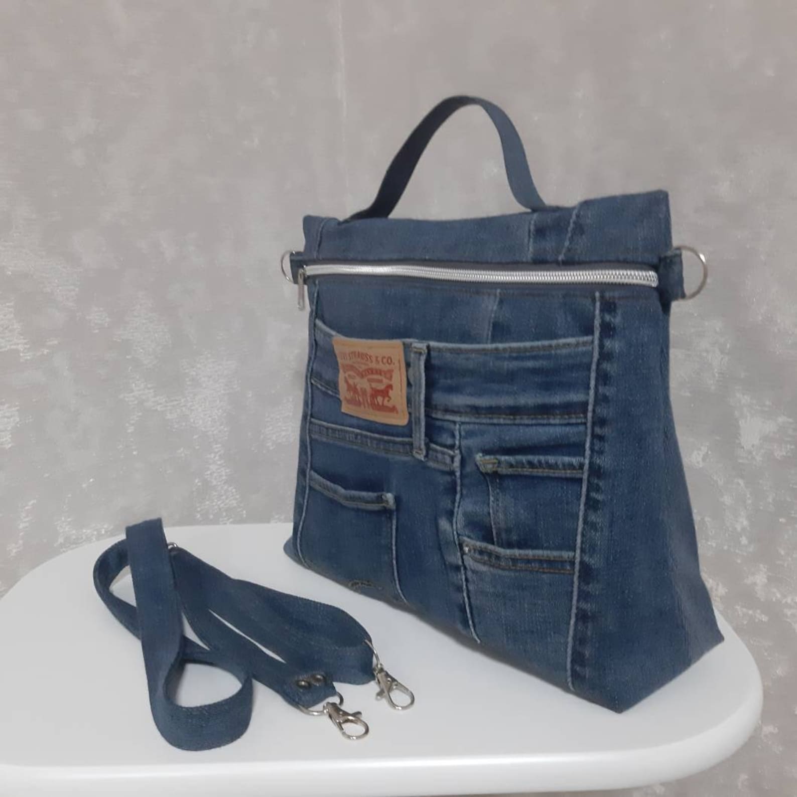 Casual Denim Handbag Jeans Bag Medium Size Crossbody Denim - Etsy
