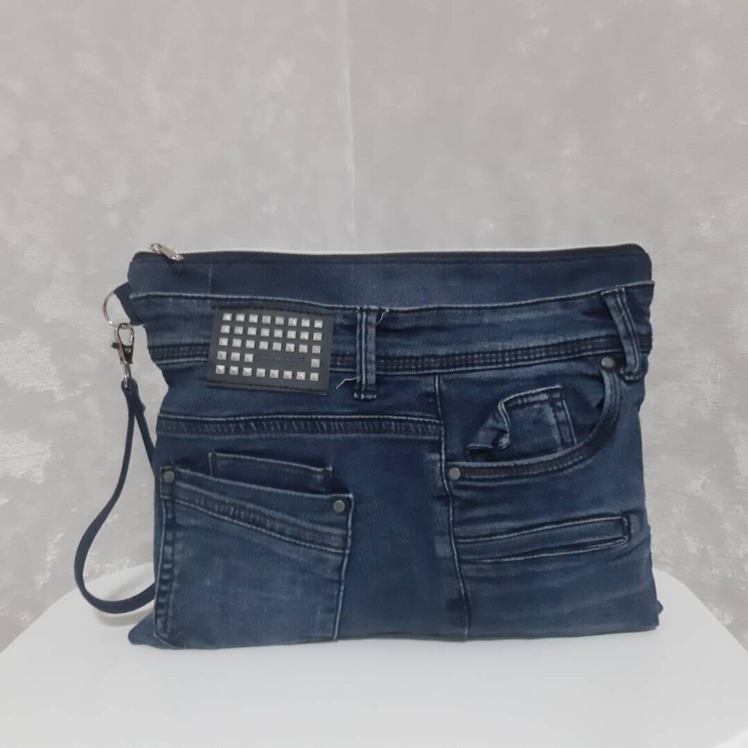Denim Evening Clutch, Casual Wristlet Clutch Bag of Jeans, Blue Jean ...