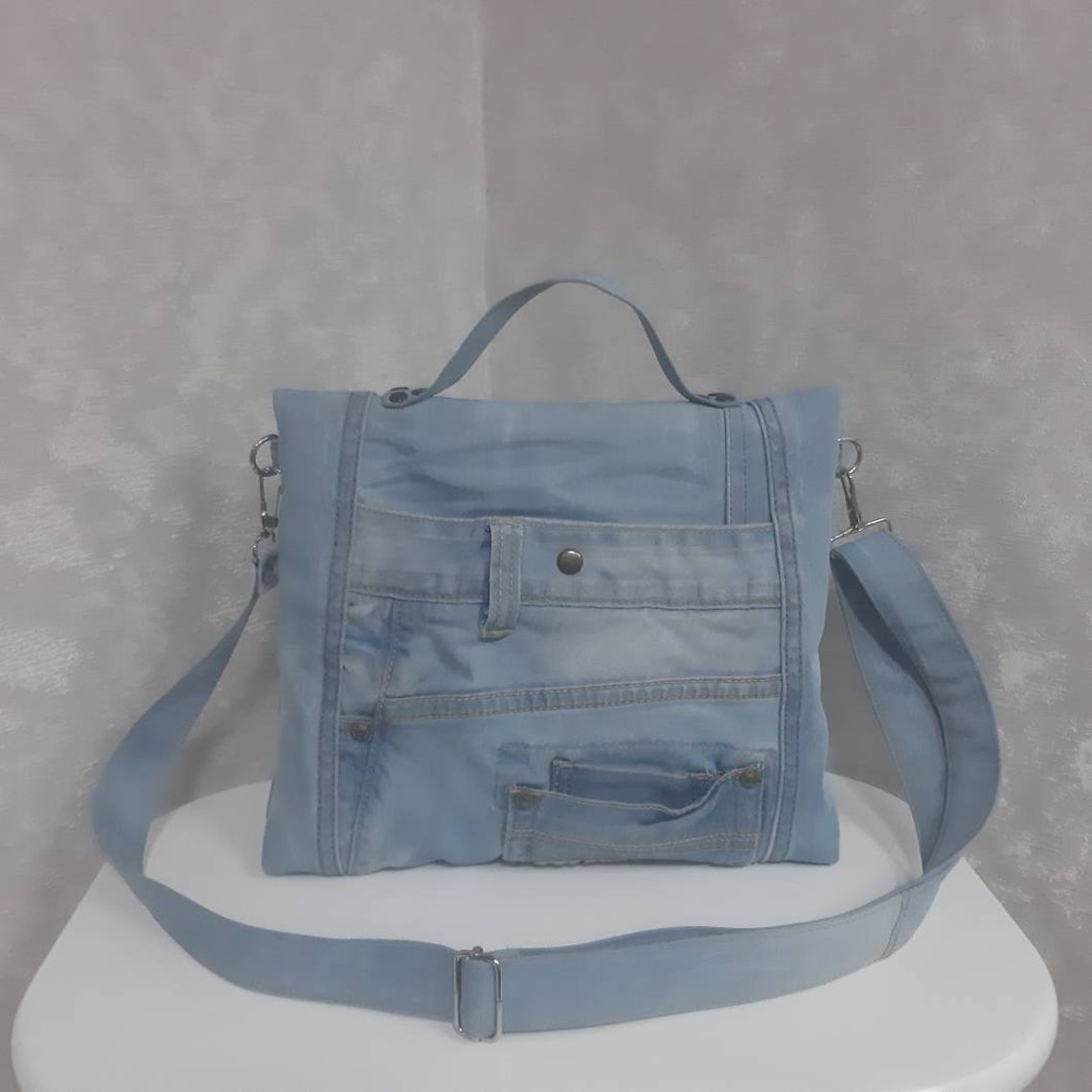 Denim Handbag Casual Jeans Bag Medium Size Crossbody Denim - Etsy
