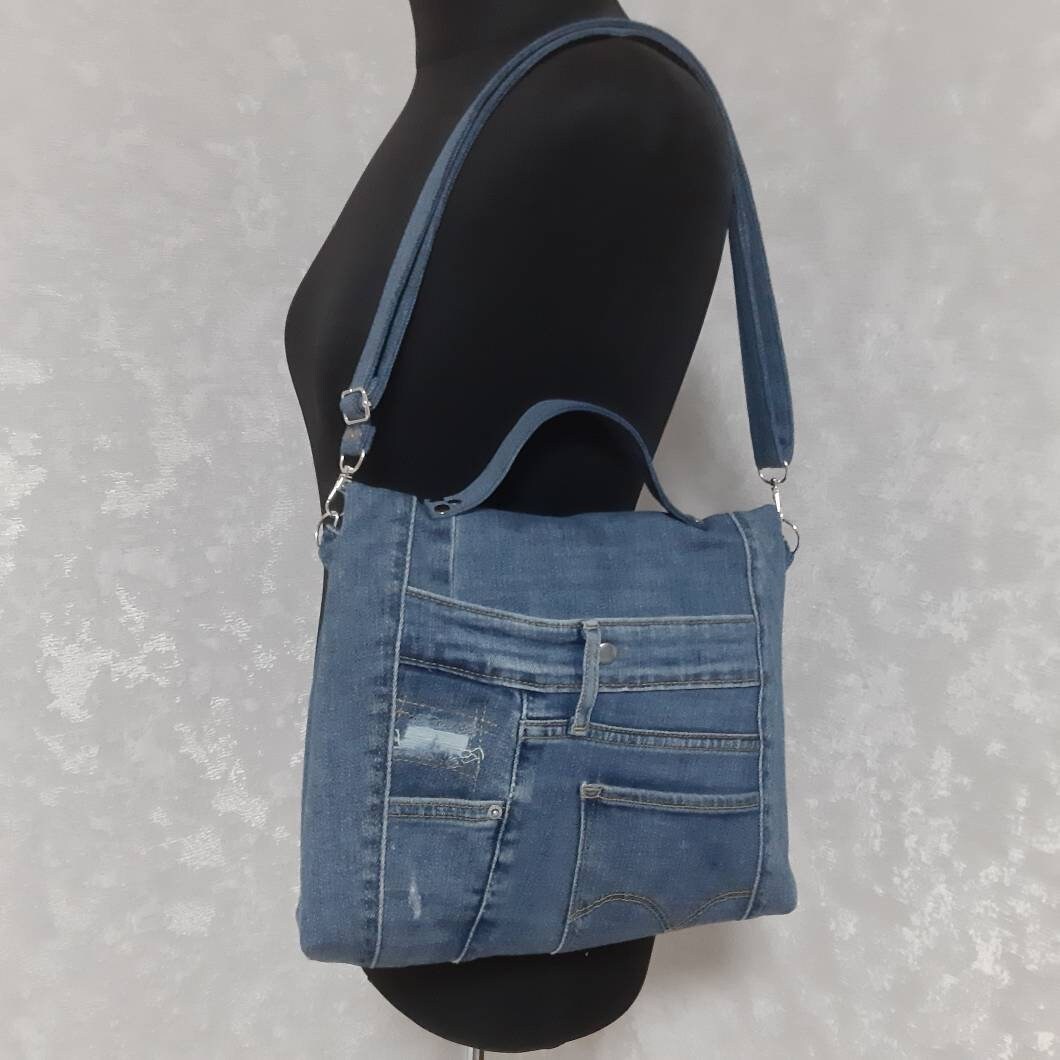 Casual Denim Handbag Jeans Bag Medium Size Crossbody Denim - Etsy