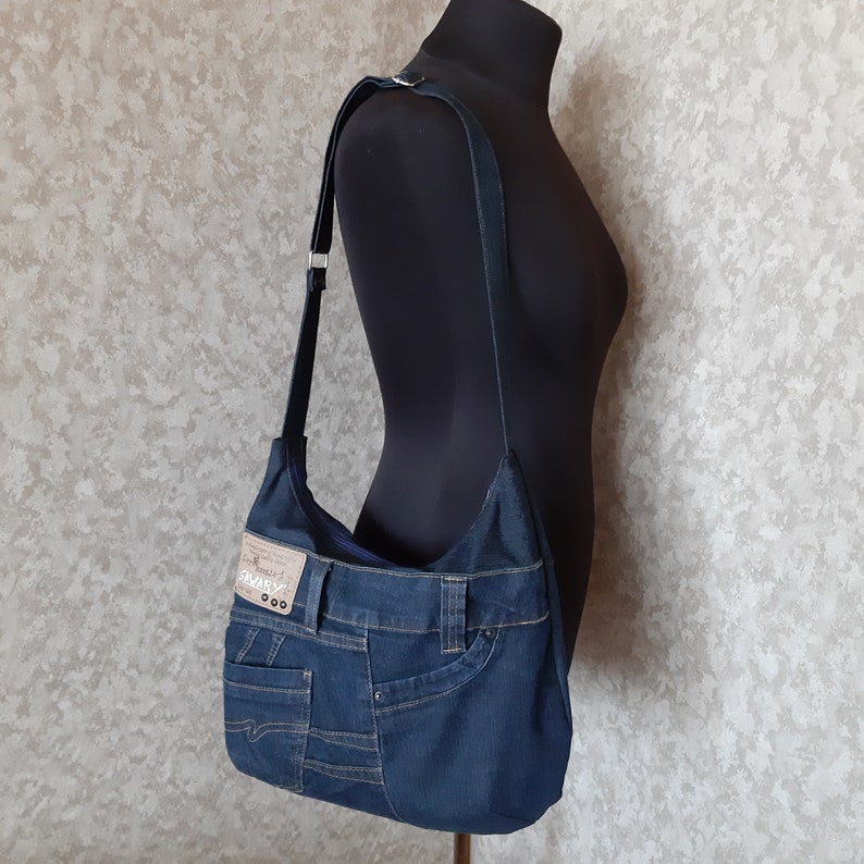 Crossbody denim bag medium size Jean shoulder bag Casual | Etsy