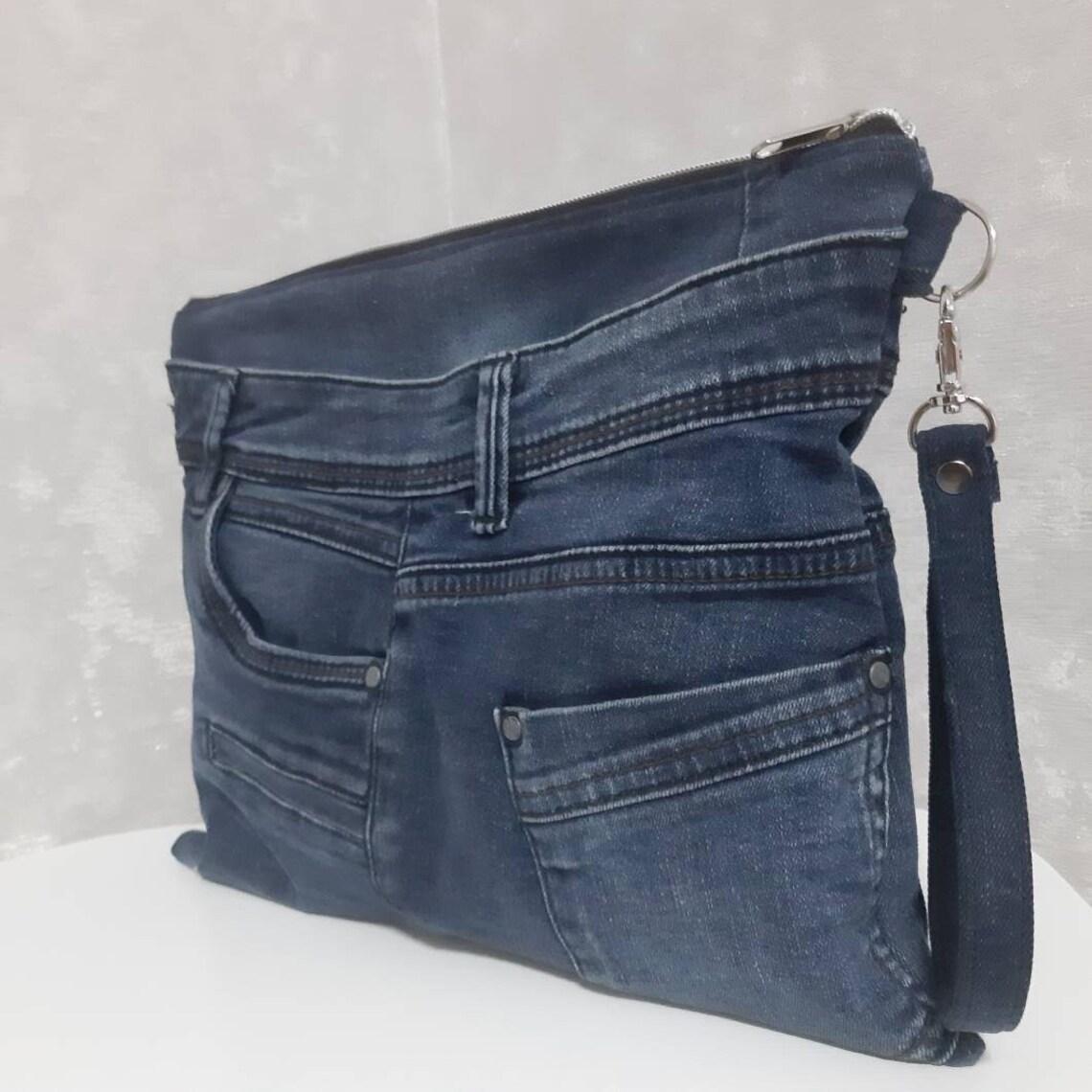Denim evening clutch Casual wristlet clutch bag of jeans | Etsy