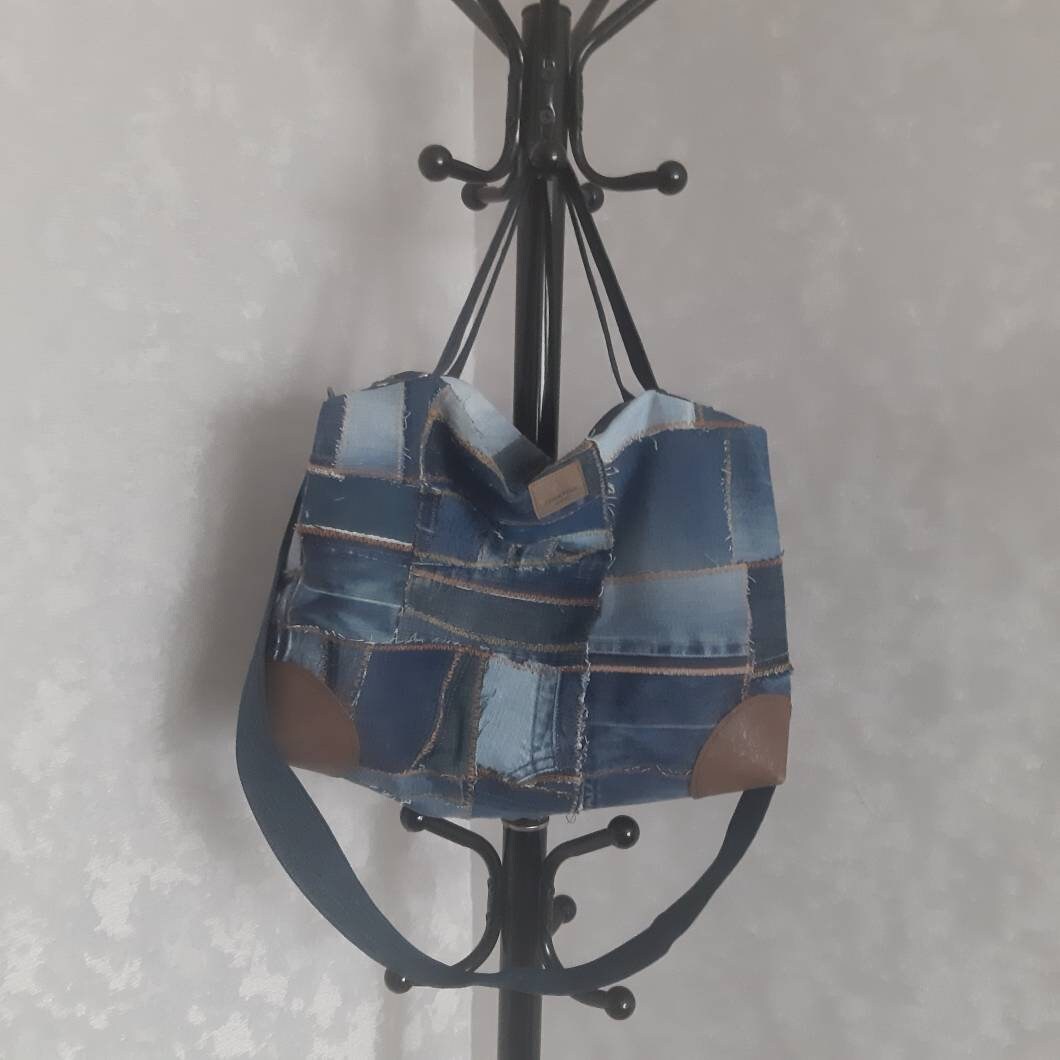 Large Patchwork Denim Bag Weekender Bag of Recycled Jeans - Etsy