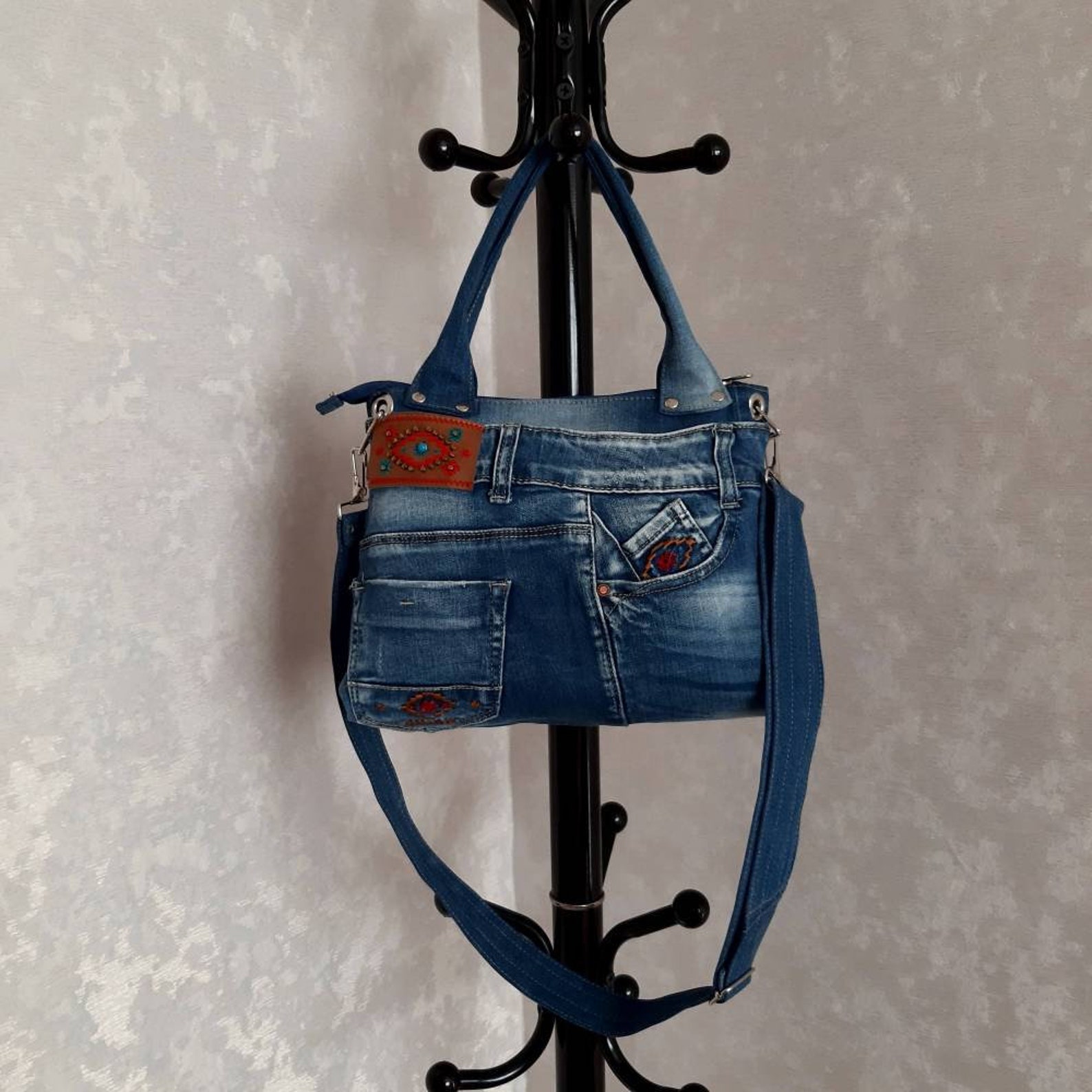Small Denim Bag Jean Shoulder Bag Casual Top Handles Bag of - Etsy