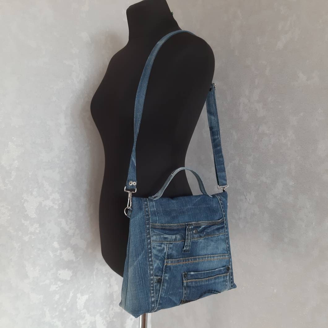Casual Denim Handbag Jeans Bag Medium Size Crossbody Denim | Etsy