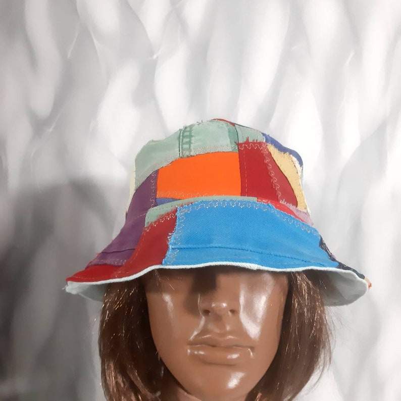 Denim Patchwork Hat 23 Boho Rainbow Jean Hat in Street - Etsy