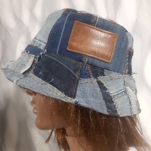 Denim Patchwork Hat 22, Boho Blue Jean Hat in Street Fashion Style ...