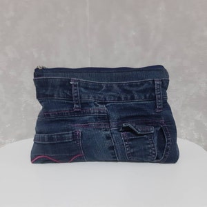 Large Casual Denim Cosmetic Bag, Travel Organizer of Shabby Jeans ...
