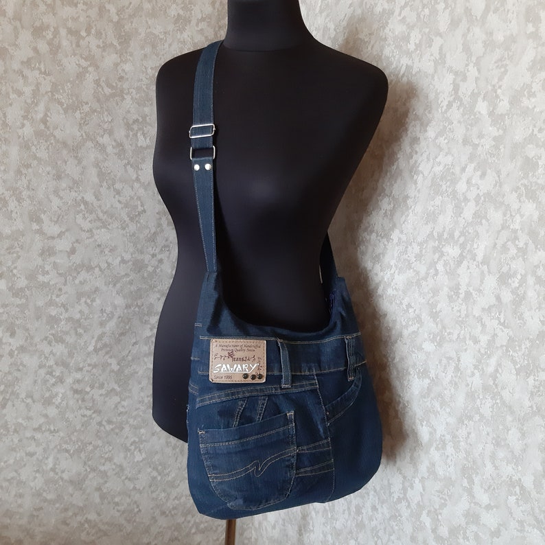 Crossbody denim bag medium size Jean shoulder bag Casual | Etsy